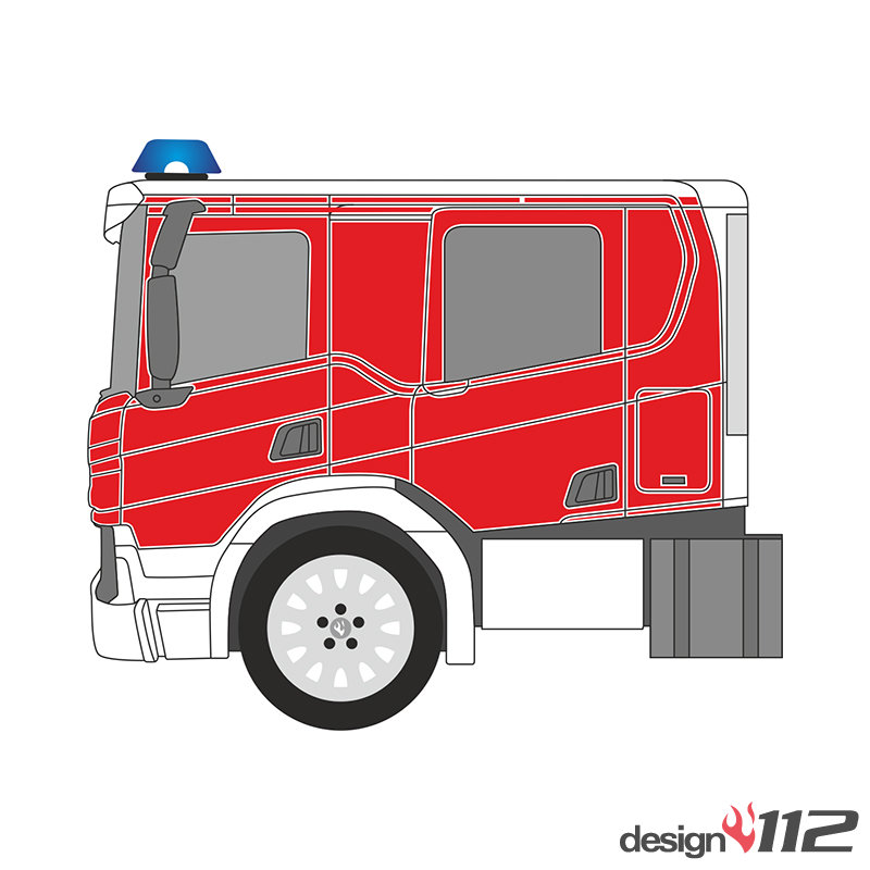 Scania P-Reihe, Fahrerhaus mittellang, DIN-Plus | Flächen-Folierungss